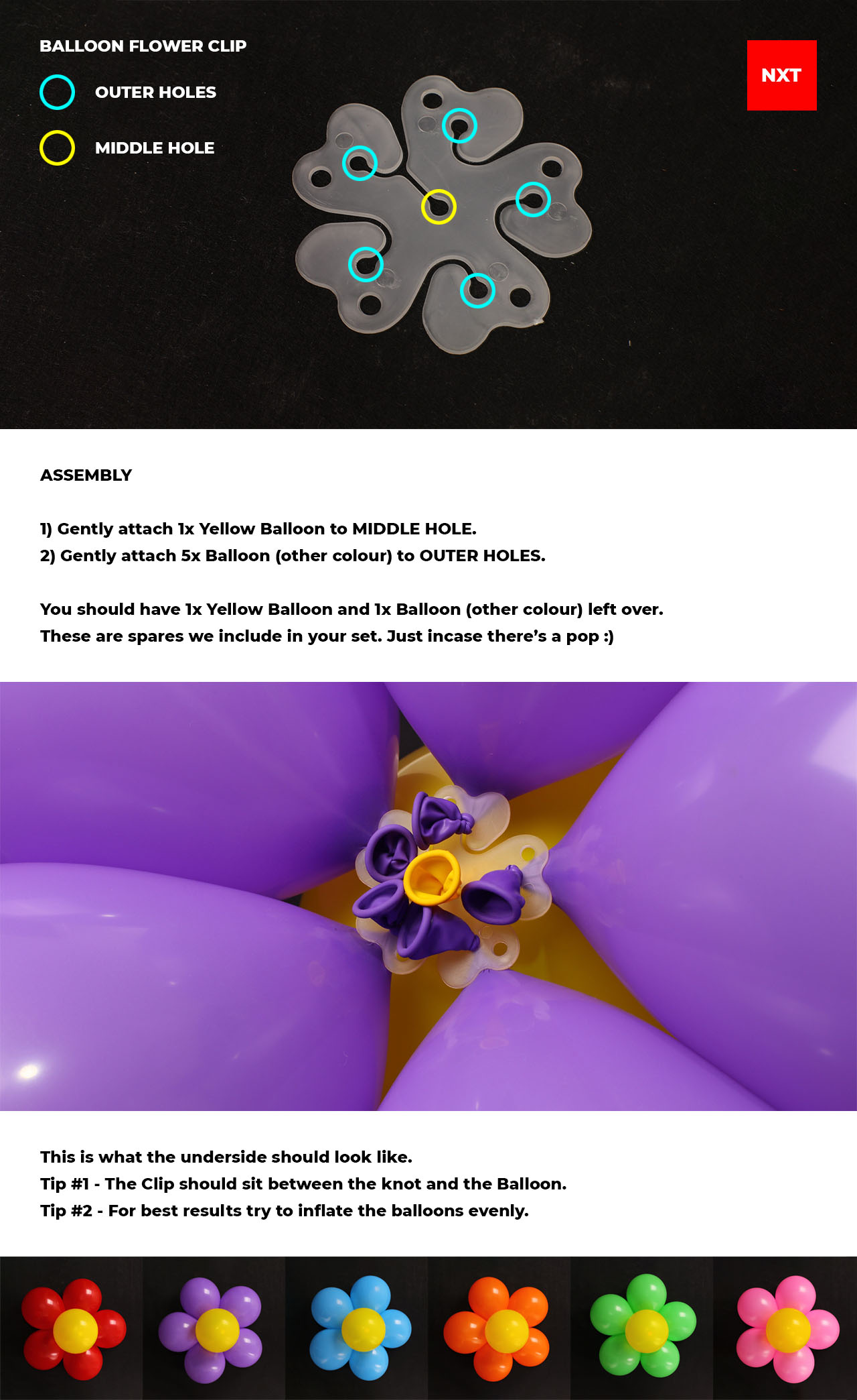Balloon Flower Clip Party Decoration (5x/10x/20x Clip Only or 1x/5x Set ...
